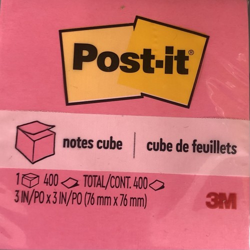 3M Post-it Notes 3x3 in - 1 Cube - 400 Sheets - Pink Blue Yellow ...