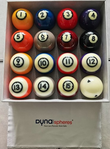 DYNASPHERE Billiard Pool Ball Set 2-1/4"(RHODIUM ) Original Cleaning ...
