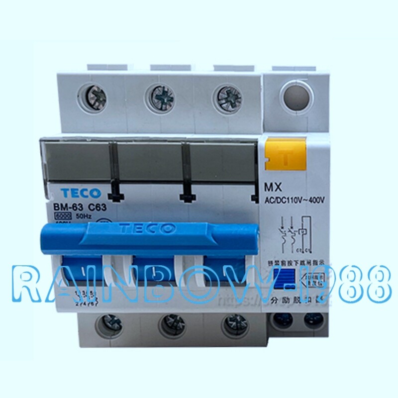 FOR TECO 3P miniature circuit breaker BM-63 C63A MXAC/DC110V-400V | eBay