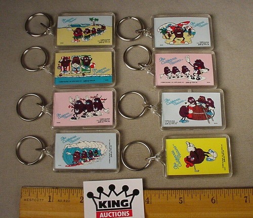 Vintage 1988 California Raisins Figures 8 Keychains Key Chains New Old ...