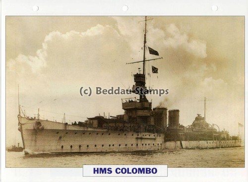 1918 HMS COLOMBO Light Cruiser Ship / GB Warship Photograph Maxi Card ...