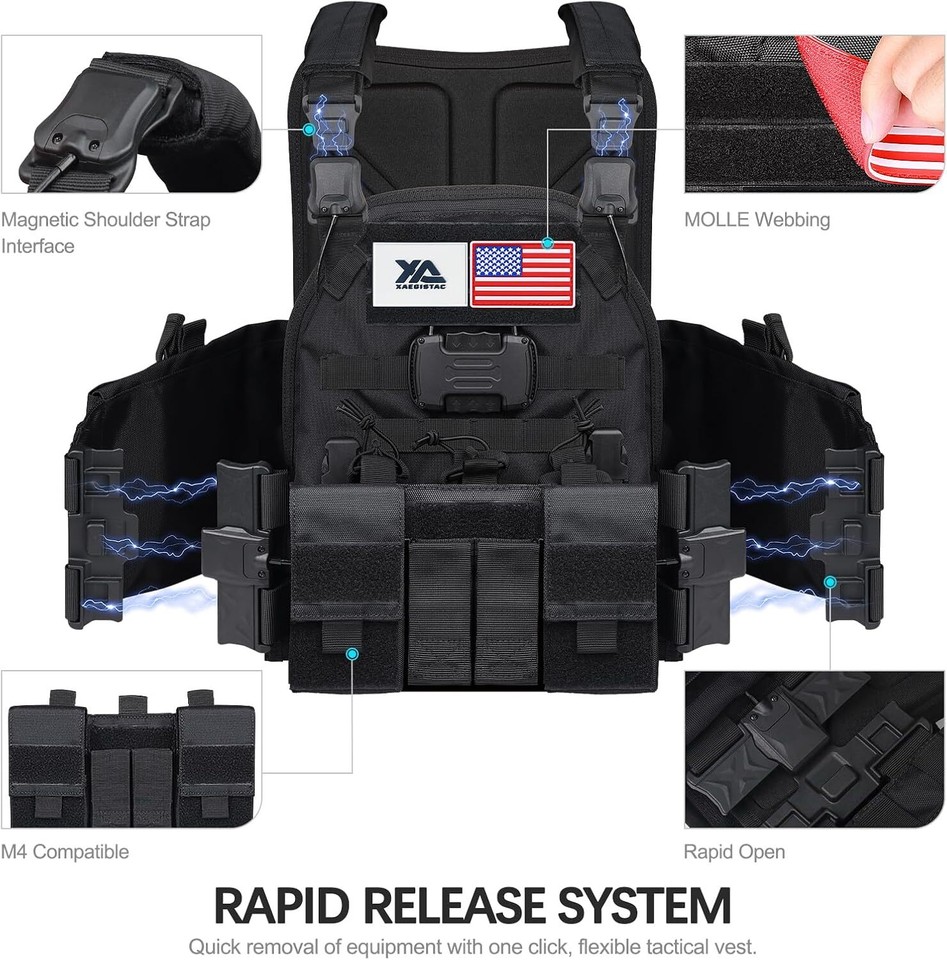 xaegistac Tactical Vest - Durable MOLLE System Military Gear ...