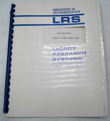 LRS LeCroy 322/322AL Quad 2-Fold Logic Unit NIM Bin Instruction Manual ...