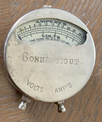 Rare C.1950's Connecticut Telephone & Electric Co. Volt's & Amp's Meter ...