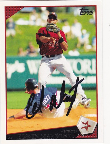 EDWIN MAYSONET HOUSTON ASTROS SIGNED 2009 TOPPS BASEBALL CARD MILWAUKEE ...