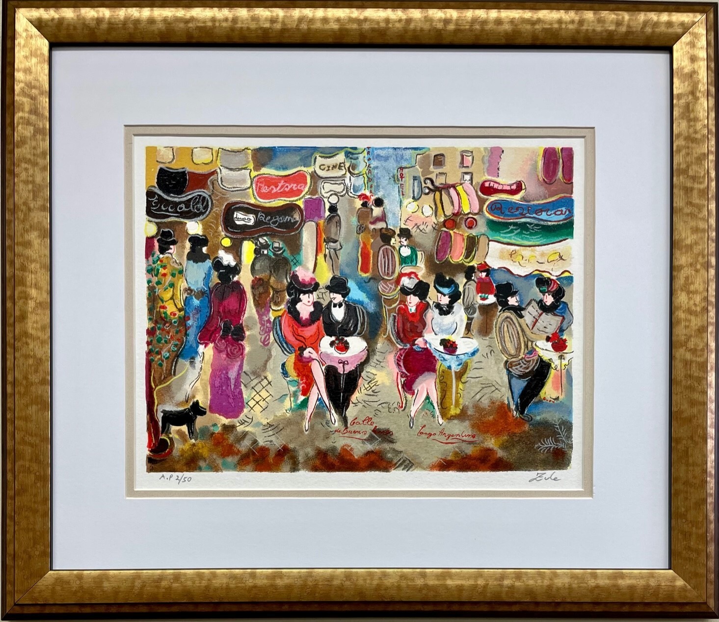 Zule Moskowitz "Cafe de Buenos Aires- Tango Argentina" Hand Signed ...