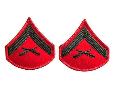 Marine Corps USMC Lance Corporal Green on Red Chevron Patches | eBay
