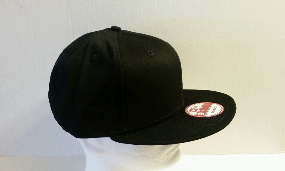New Era 9Fifty Flat Snapback Hat Cap Blank NE400 { BLACK } NE 9FIFTY | eBay