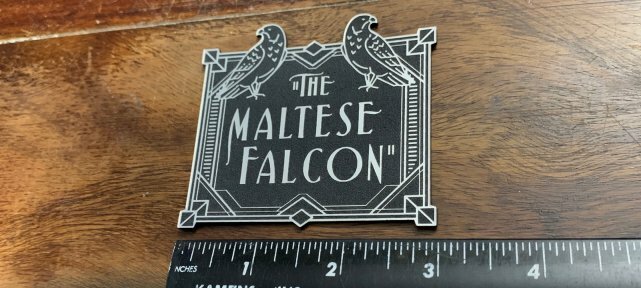 CUSTOM MALTESE FALCON STATUE DISPLAY PLACARD PROP (Silver Finish) STYLE ...