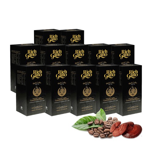12 boxes Rich Gano Gold Black Coffee Premium Gourmet Mushroom Reishi ...