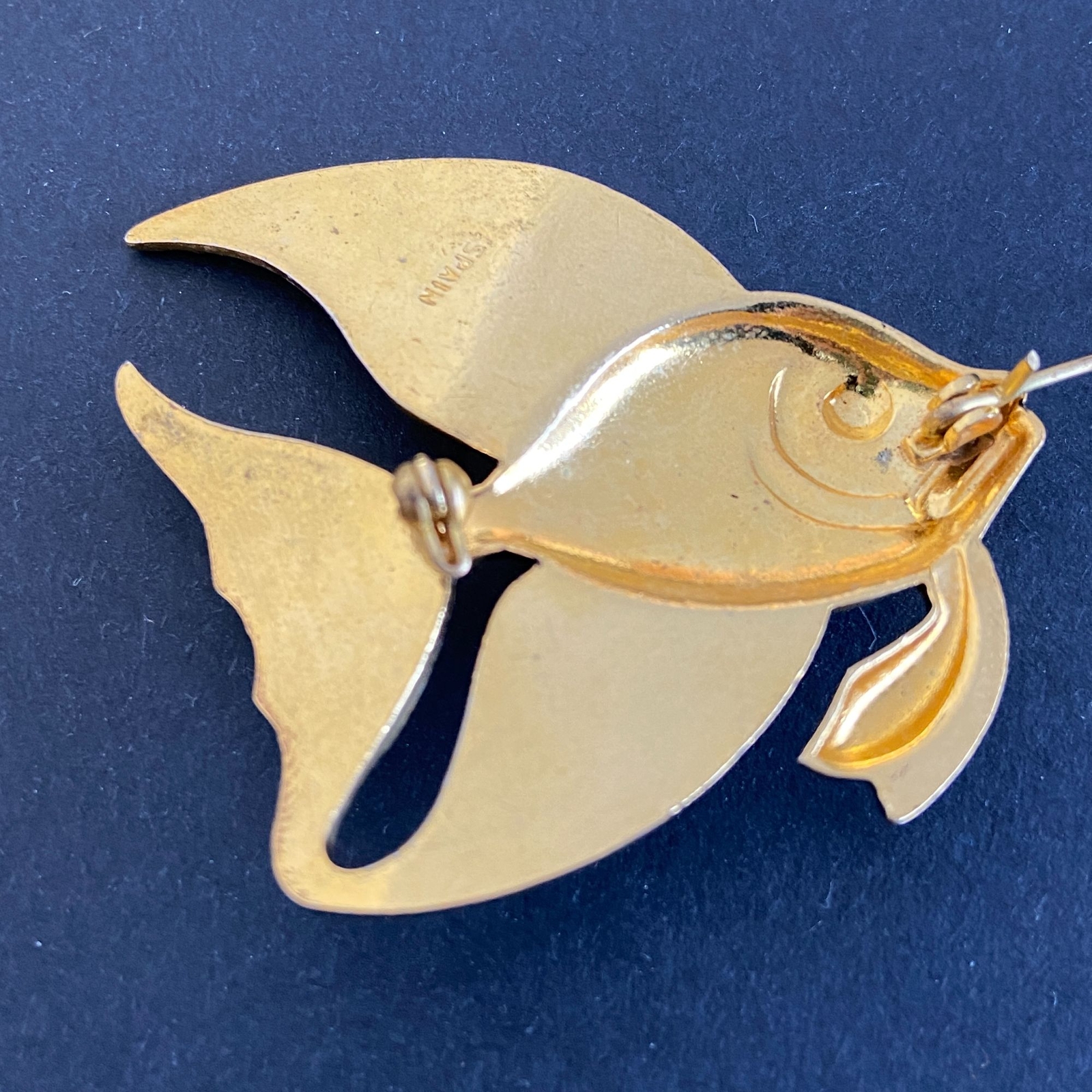 Vintage Spanish Damascene Angel Fish Brooch Pin Toled… - Gem