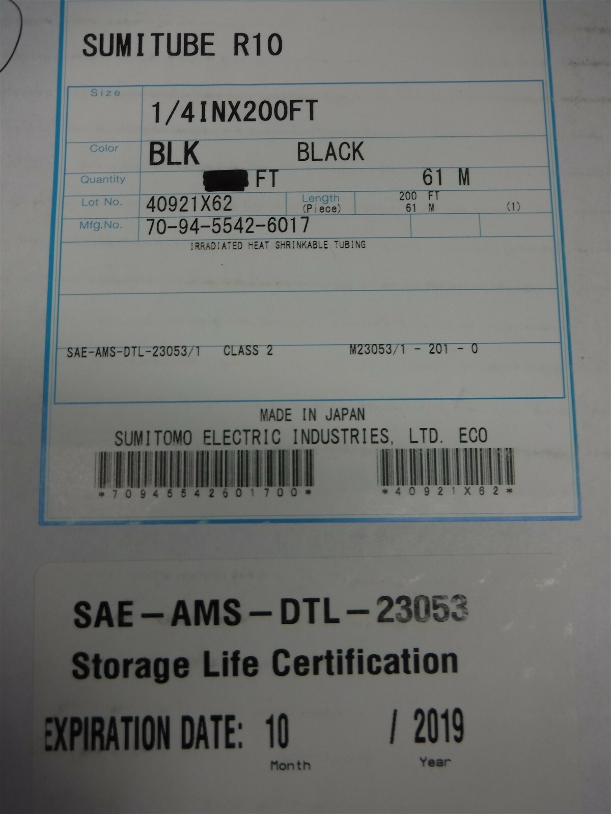 APPX 80FT Sumitomo Sumitube R10 1/4" Black Shrink Tube M11 | eBay