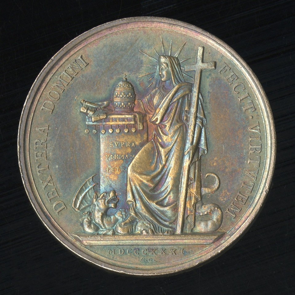 Vatican Papal States Silver 1831 Medal Pope Gregory XVI WOW TONED! NO ...