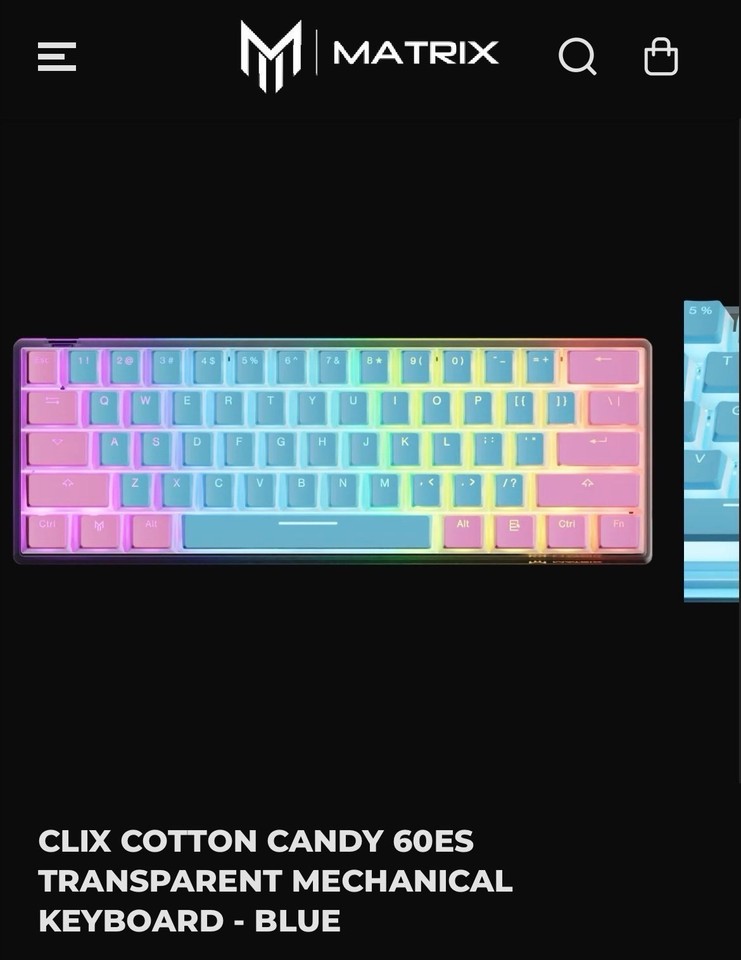 Clix Matrix 60% Cotton Candy Gaming Keyboard Speed Silver Switch’s ...