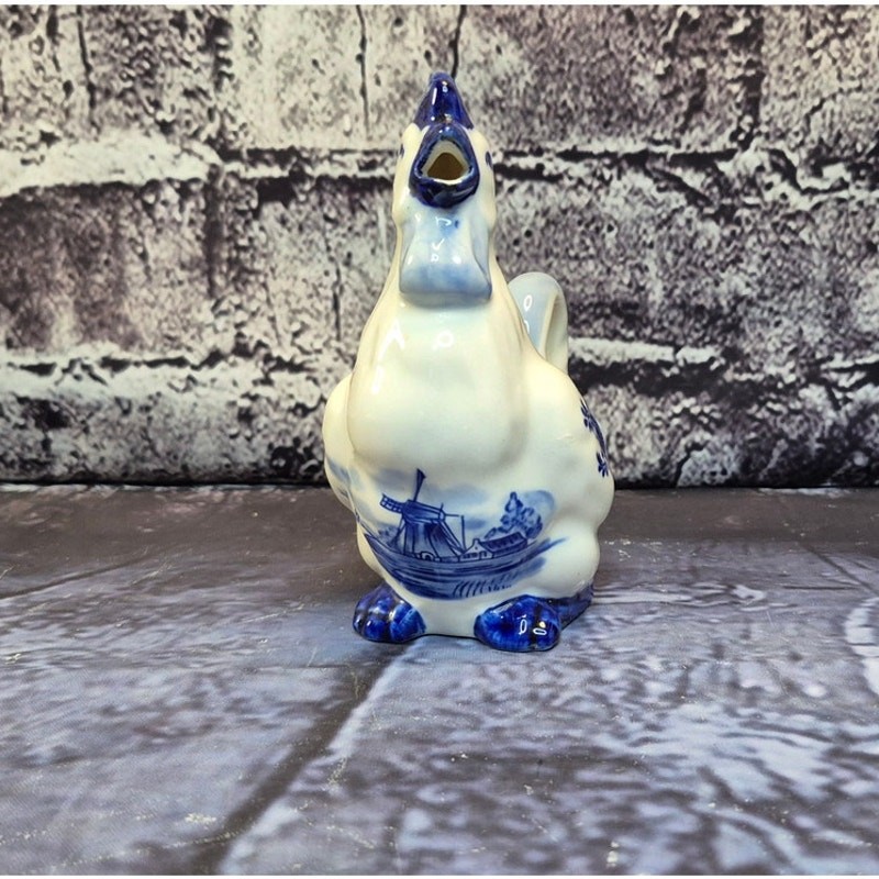 Vintage Delft Dutch Blue Chicken Rooster Figure Creamer Handpainted ...
