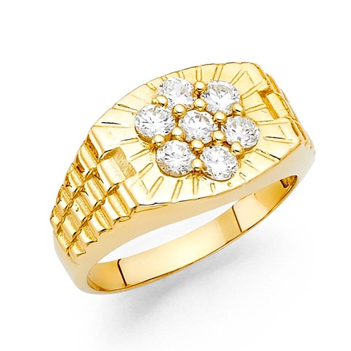 14K Yellow Gold Cubic Zirconia Men's Ring | eBay