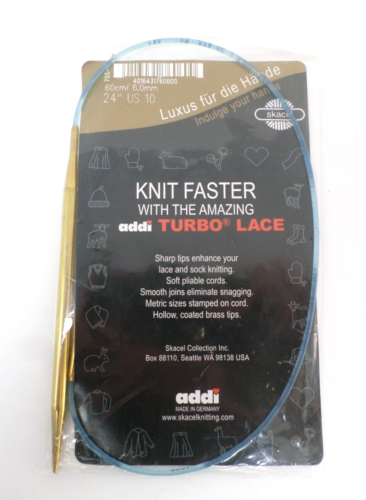 Addi Turbo Lace Circular Needles 24" US 10 Brass Tips Skacel Made in ...