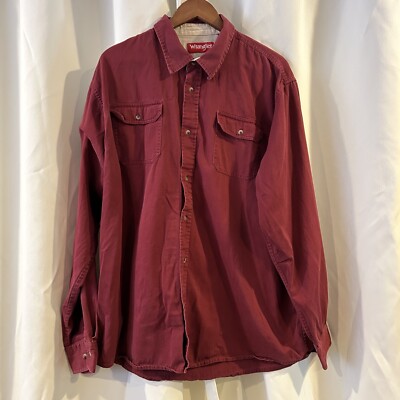 Wrangler Button Down Shirt Men's 2XT Premium Quality Long Sleeve Red ...