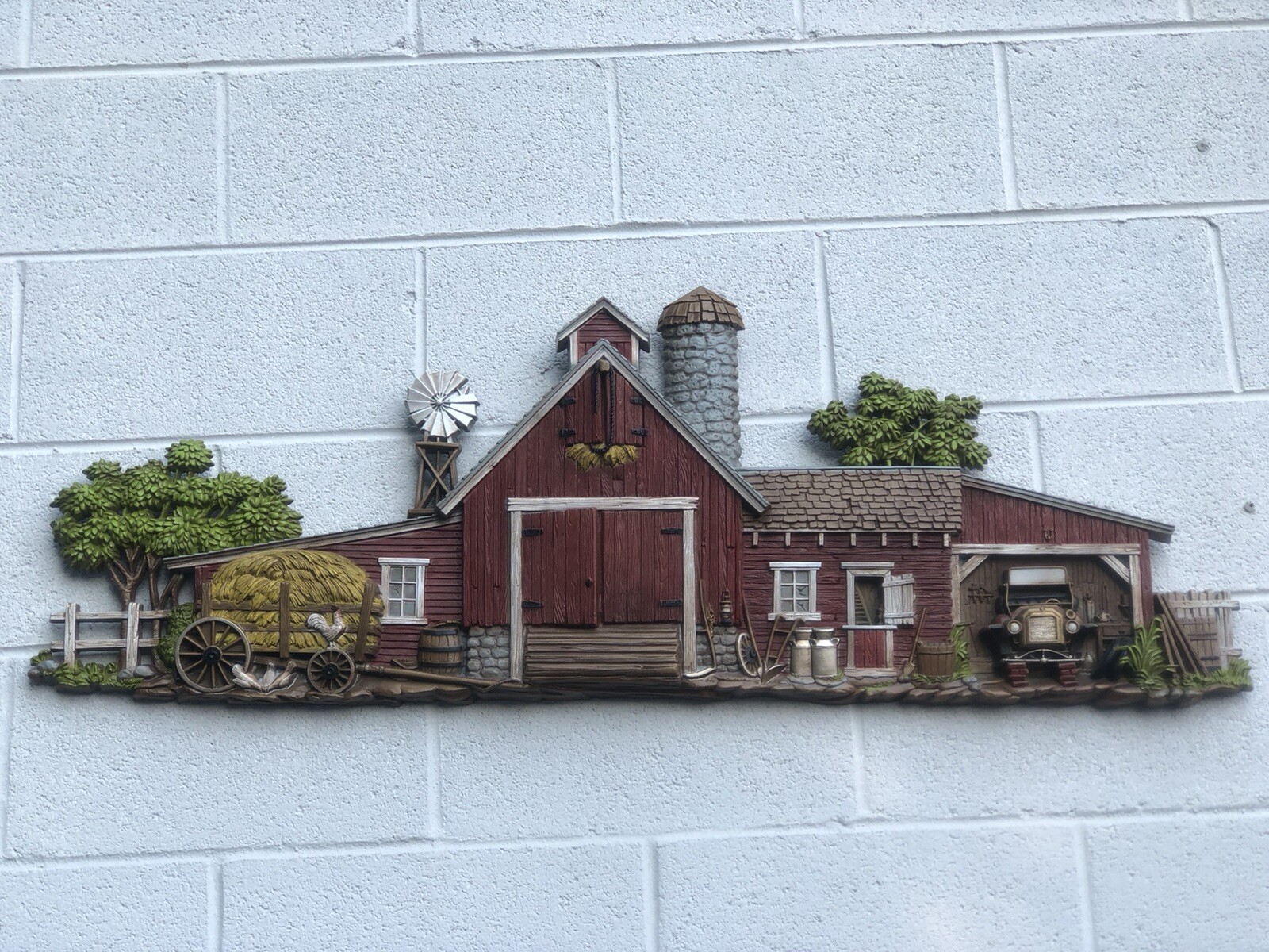 Vintage Burwood Products Co 3D Farm Barn Scene 1974 Wall Hanging 46 ...
