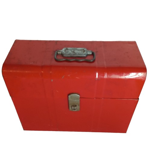 Rustic Red Metal Tool Storage Box Hamilton Metal Products Climax USA 10 ...