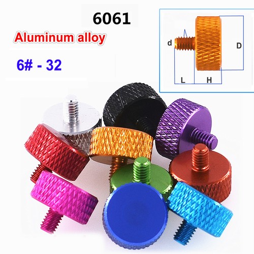 6# - 32 Knurled Thumb Screws UNC Aluminum Hand Grip Knob Bolts For PCI ...