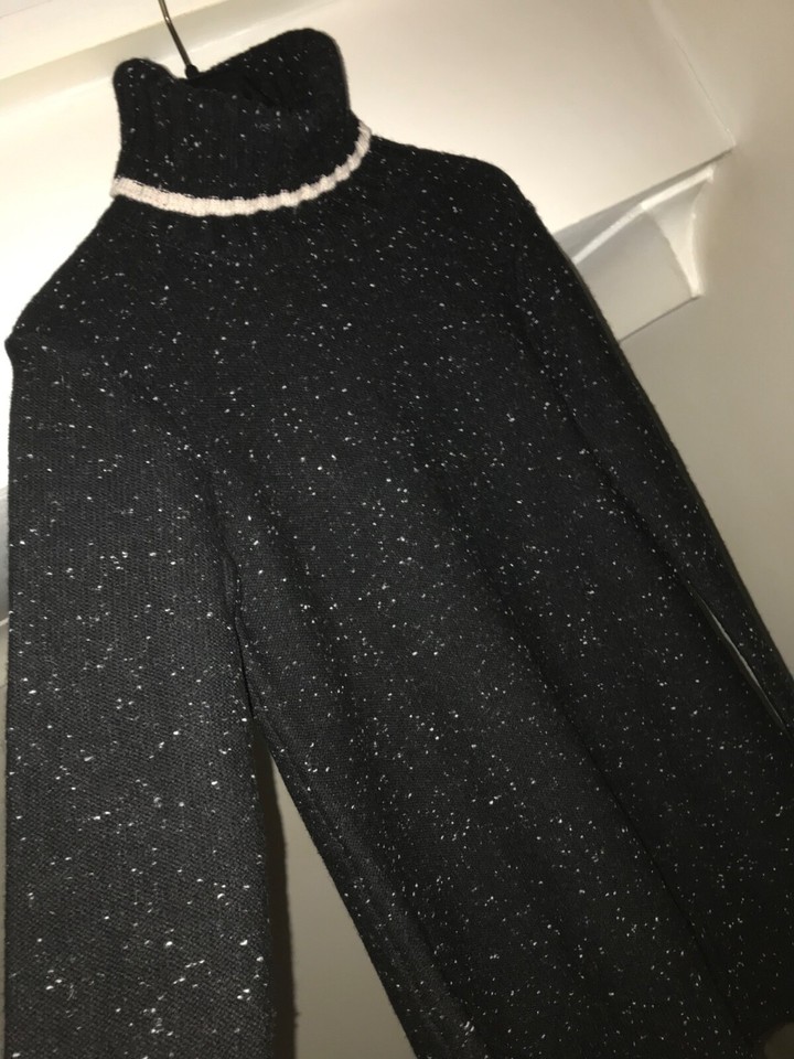 RRP£250 ME+EM Black Cashmere Wool Roll Neck Longline Jumper Sweater XS ...