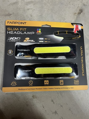 Farpoint Slim Fit LED Headlamp 300 Lumens 2-Pack Ultra Thin Profile ...