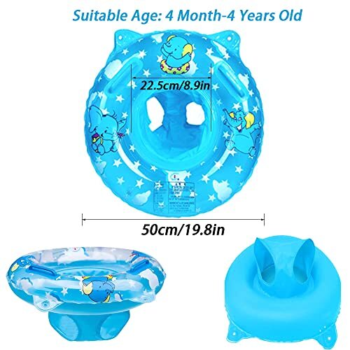 AIYUENCICI Baby Swimming Float, Inflatable Floatie Raft with Blue ...