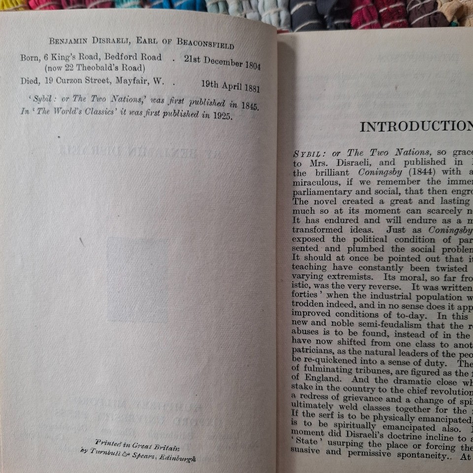 Sybil or The Two Nations by Benjamin Disraeli Oxford University Press # ...