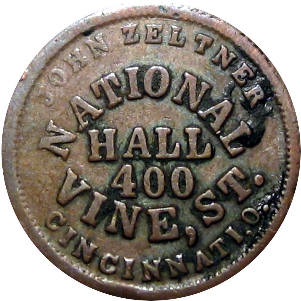 1863 Cincinnati Ohio Civil War Token John Zeltner National Hall R8 | eBay