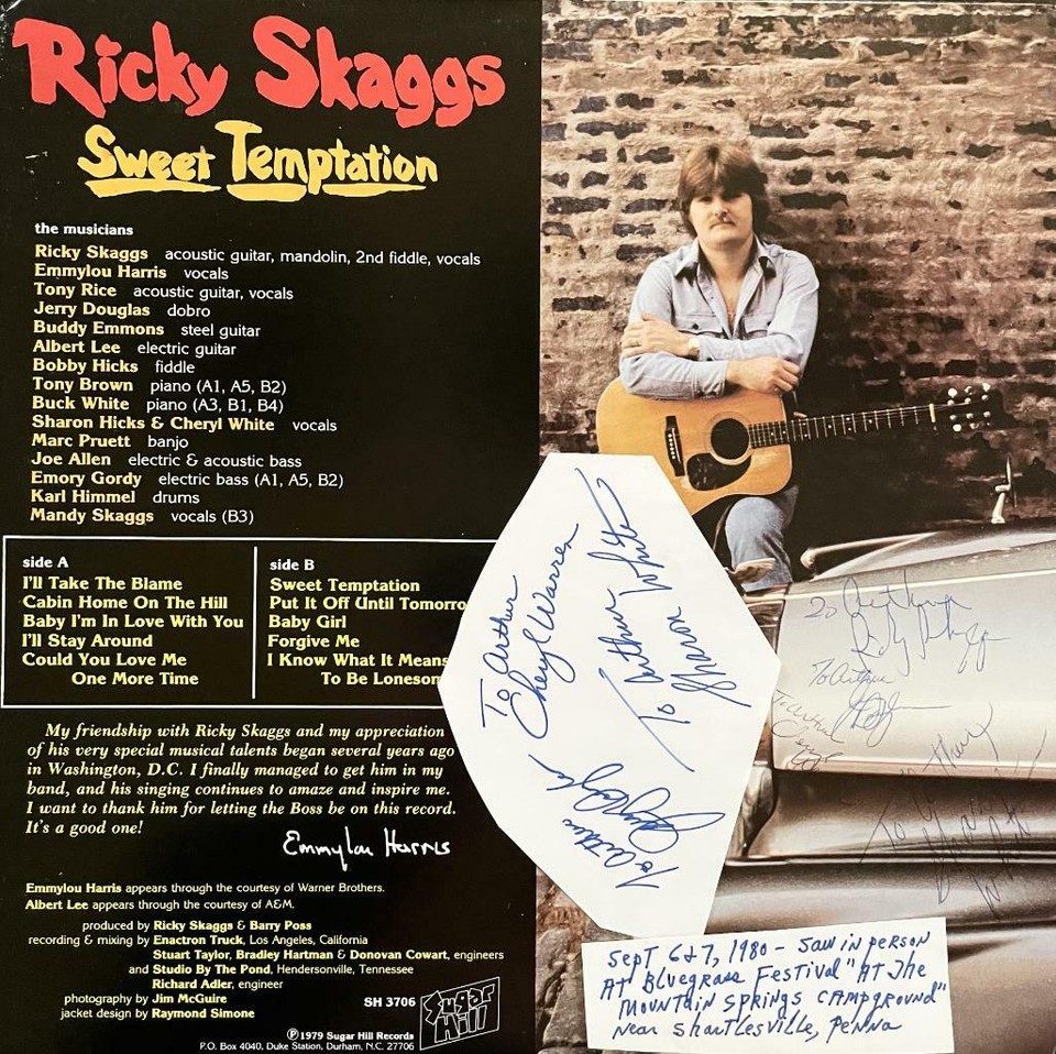 RICKY SKAGGS HAND SIGNED AUTOGRAPH LP ALBUM "SWEET TEMPTATION" | eBay