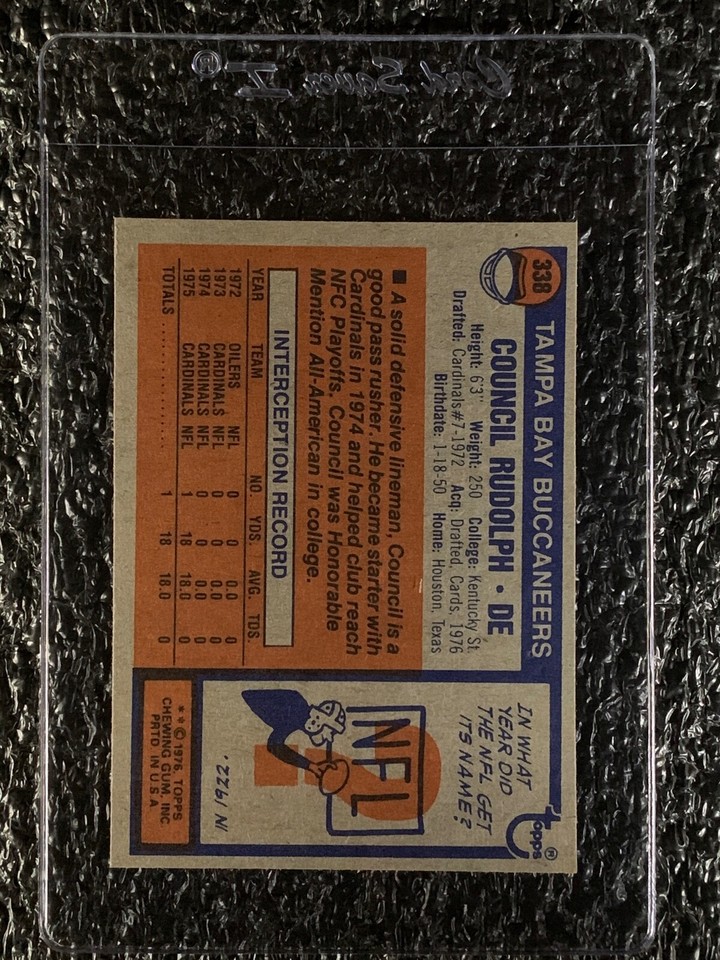 1976 Topps Football #338 Council Rudolph NM | eBay