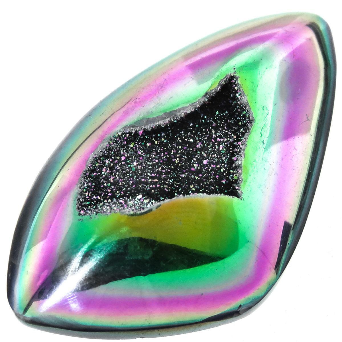 Freeform Opal Titanium Agate Druzy Drusy 41x24mm Cabochon US Made, 1 5/ ...