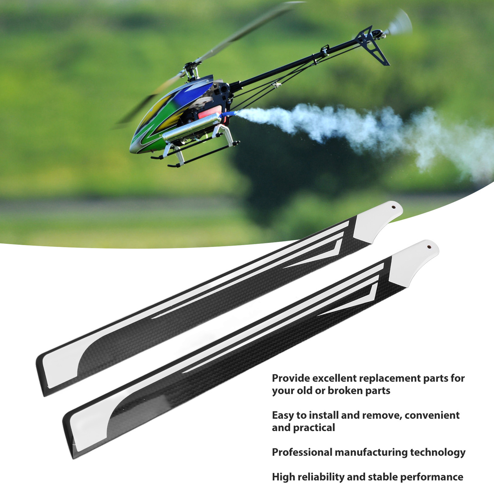 1 Pair Of RC Helicopter Propellers Main Rotor High Strength Dual ...