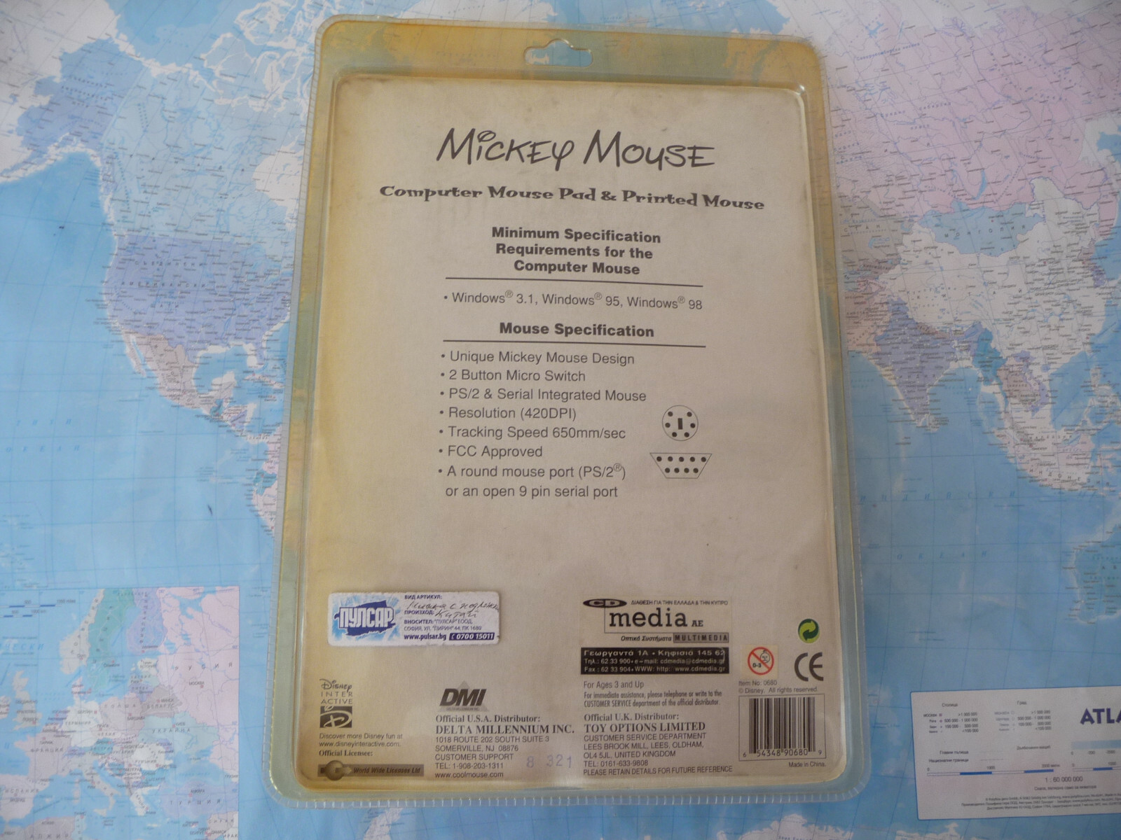 Disney Mickey Mouse PC computer mouse Blue Vintage unused PS/ port rare ...