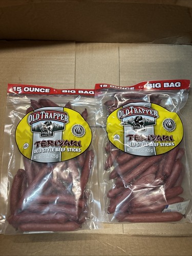 Old Trapper 2 Bags Teriyaki Beef Sticks 15 Oz Per Deli Style Beef Stick ...