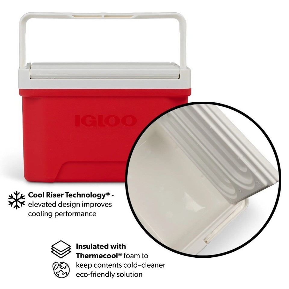 Small Cooler 9 Quart Portable Ice Chest 13 Can Capacity Red Insulated ...