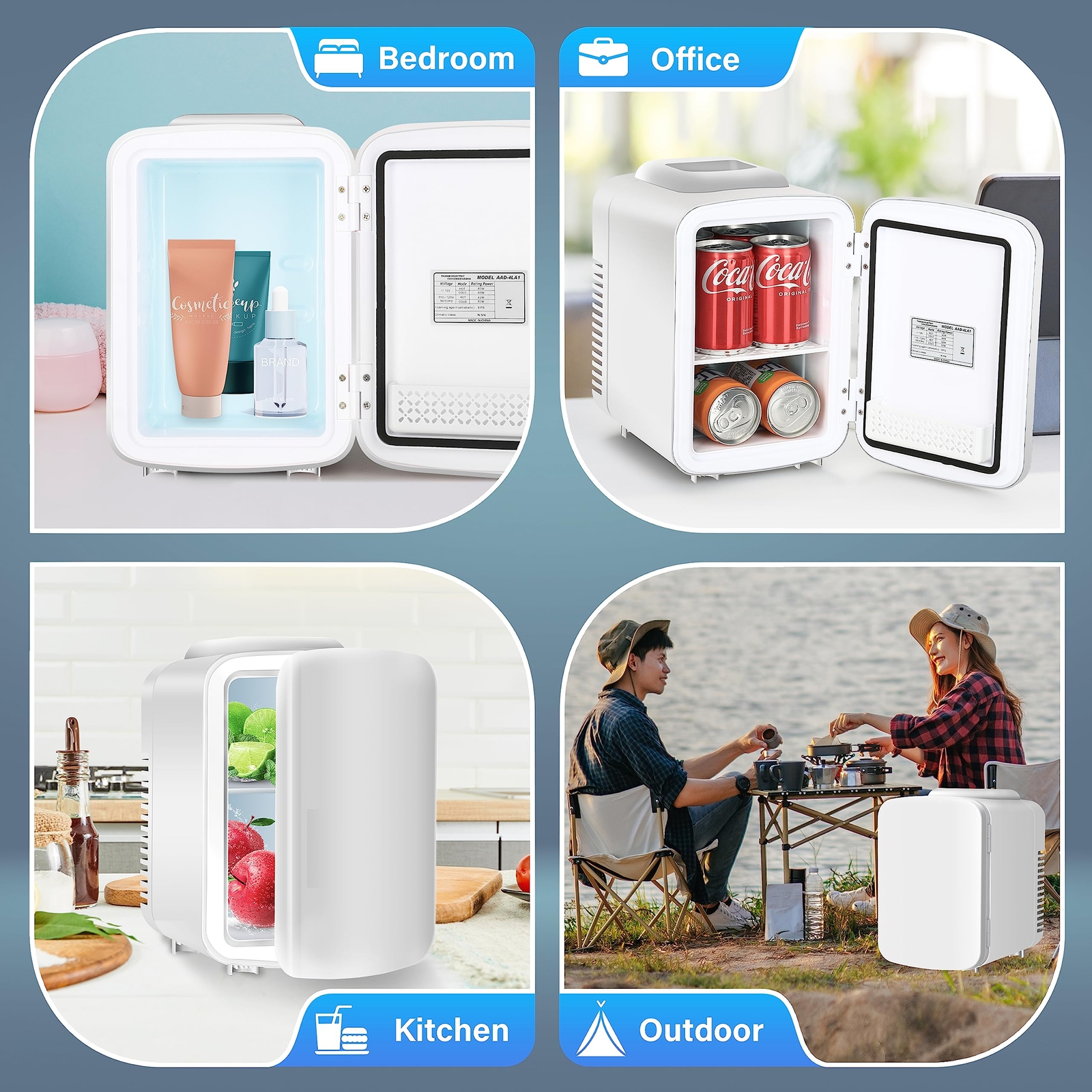 4L Mini Fridge 6 Can Portable Cooler & Warmer Compact Refrigerators ...