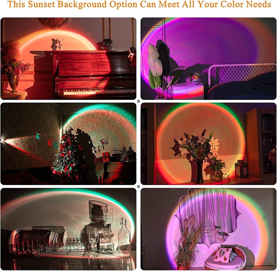 Sunset Lamp Projection Sunlight Sun Projector, LED Rainbow Night Light ...