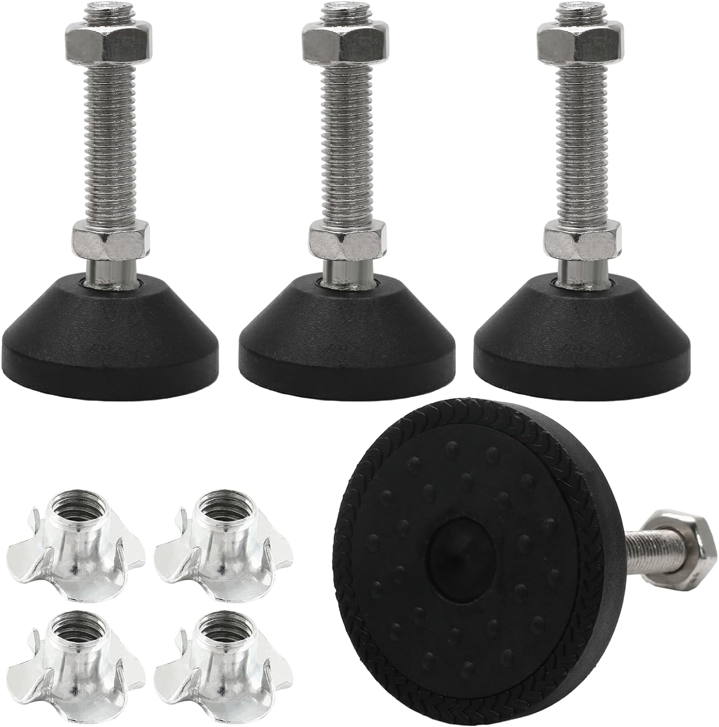 4Pcs M10 Leveling Feet Adjustable Furniture Levelers, 2" Dia Swivel ...