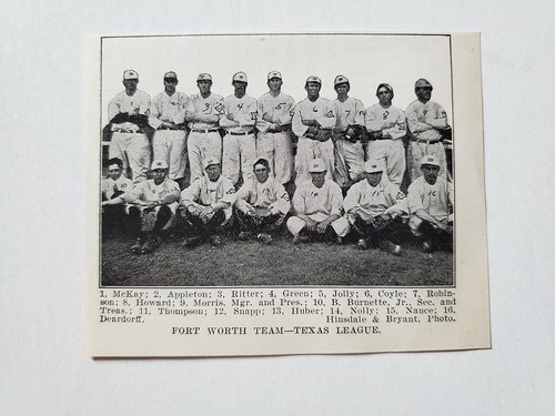 Fort Worth Panthers 1911 Team Picture Kid Nance Ed Appleton Walter ...