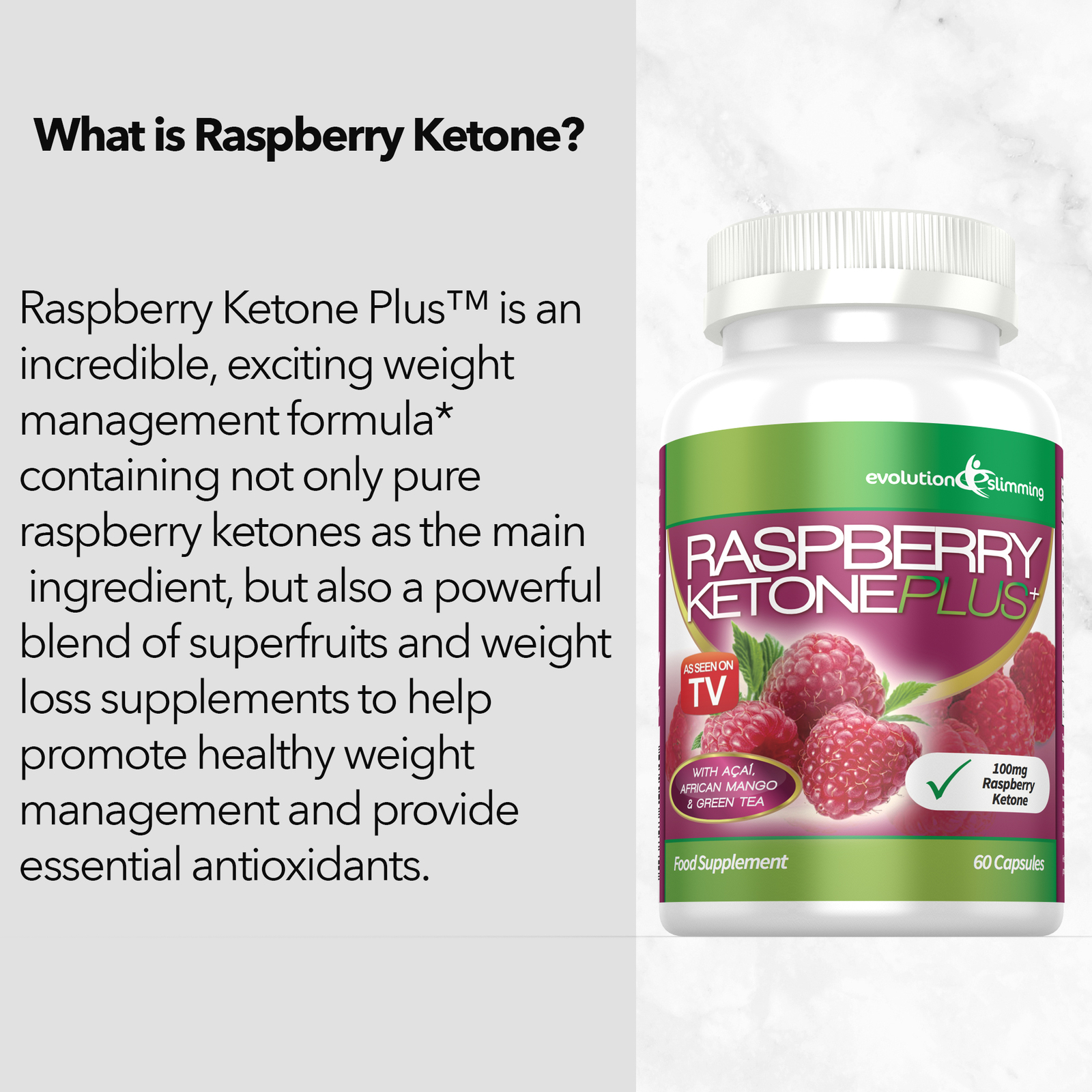 Raspberry Ketone PLUS Weight Loss 60 Capsules As Seen on TV *FAT BURNER ...