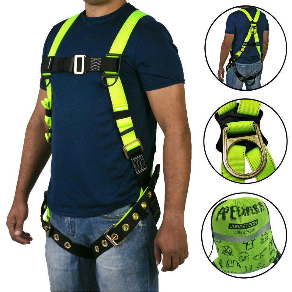 Safety Harness 1D Ring Grommets Fall Protection Full Body ANSI OSHA UL ...