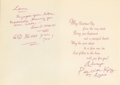 Pee Wee King- Signed Christmas Card (Country Singer) | eBay