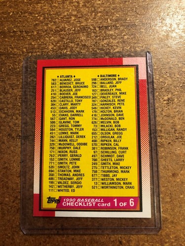 1990 Topps Baseball # 128 Checklist # 1 Unused | eBay