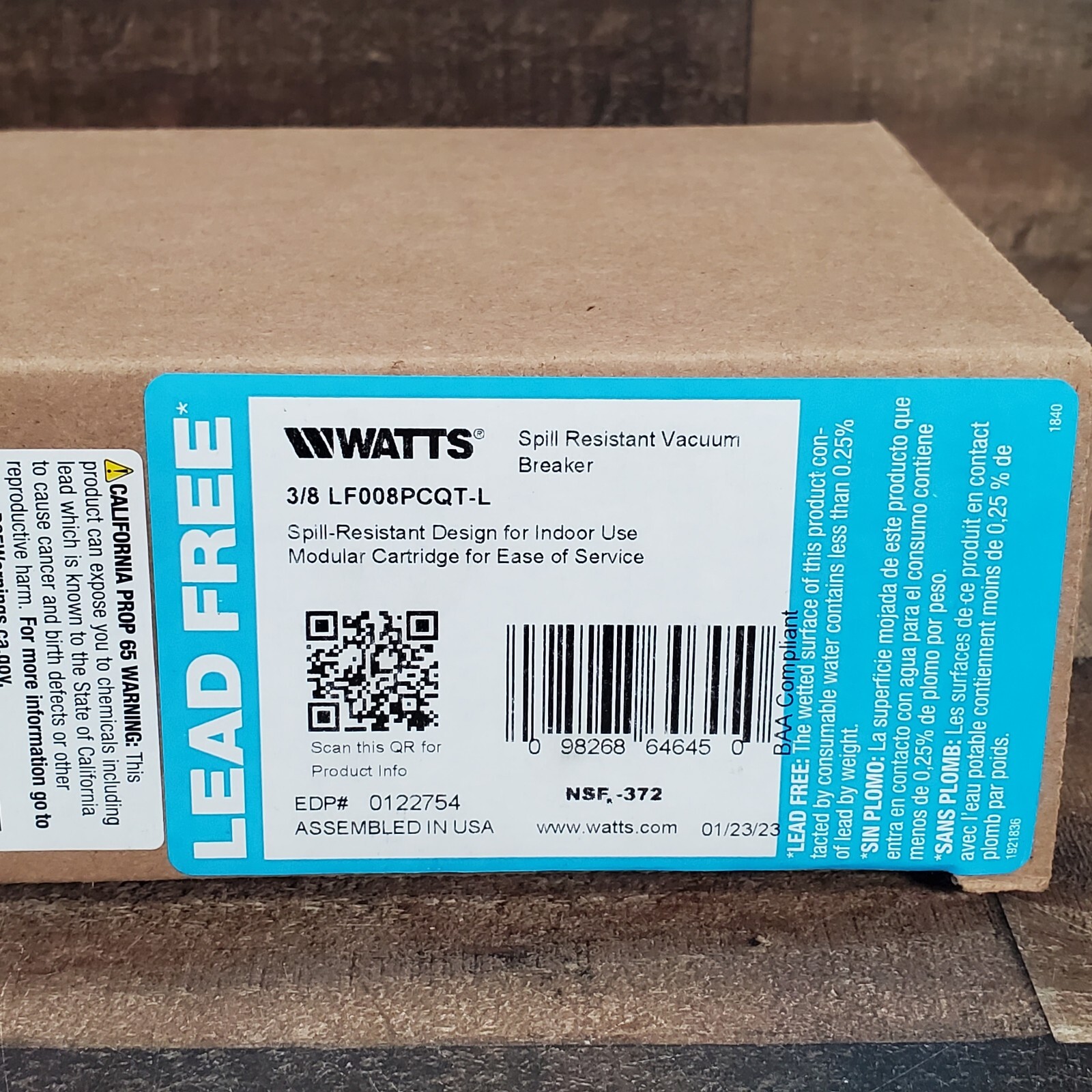 Watts Lf008pcqt-l 3/8 0122754 Backflow Preventer Vacuum Breaker Lead ...