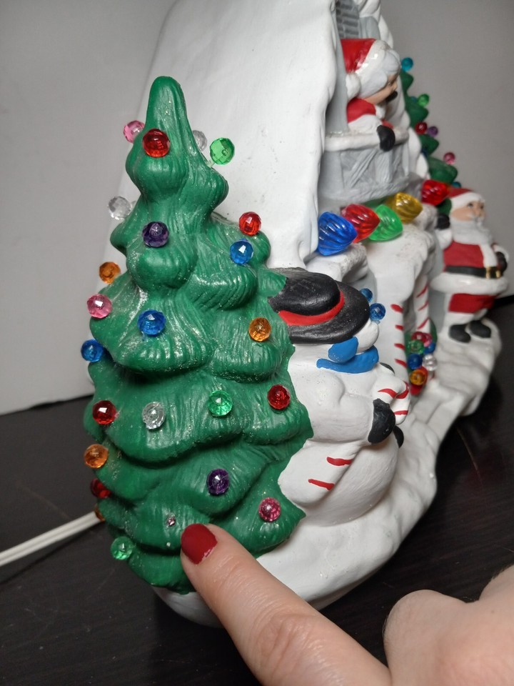 Vintage Ceramic Mold Christmas Tree Santa & Snowman Cottage House ...