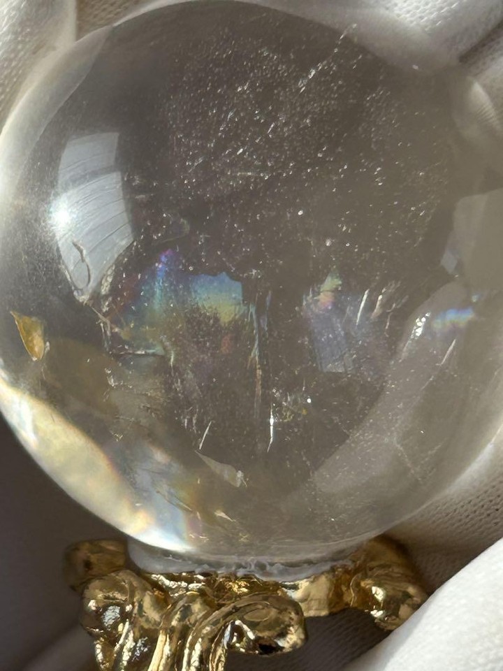 [Natural Stone] Rainbow Crystal Sphere Round Ball with Crown Base ️ | eBay