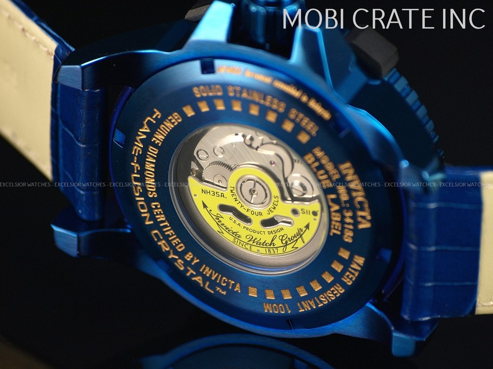 Rare Invicta Men's 48mm Arsenal Blue Label Automatic 2.25ctw Diamond SS ...