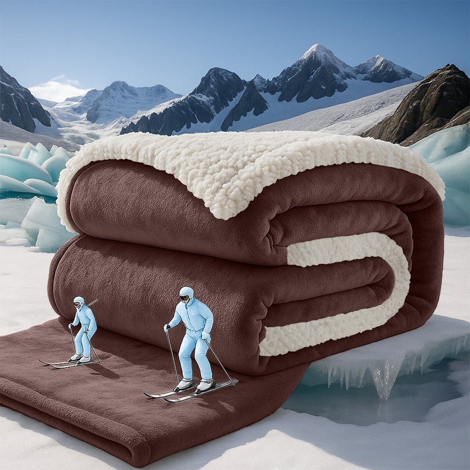 Extra Warm Winter Sherpa Blanket Faux Fur Fleece Throw For Cold Weather ...